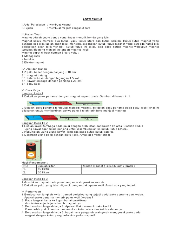 LKPD Magnet | PDF | Sains & Matematika