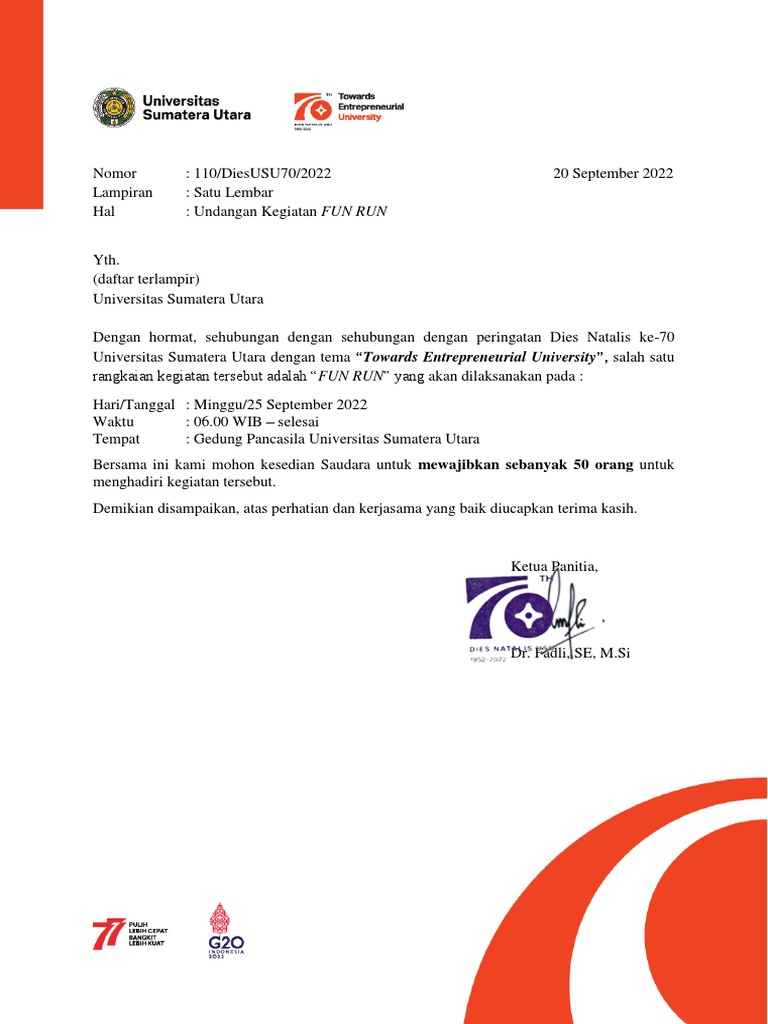 Undangan Kegiatan FUN RUN | PDF