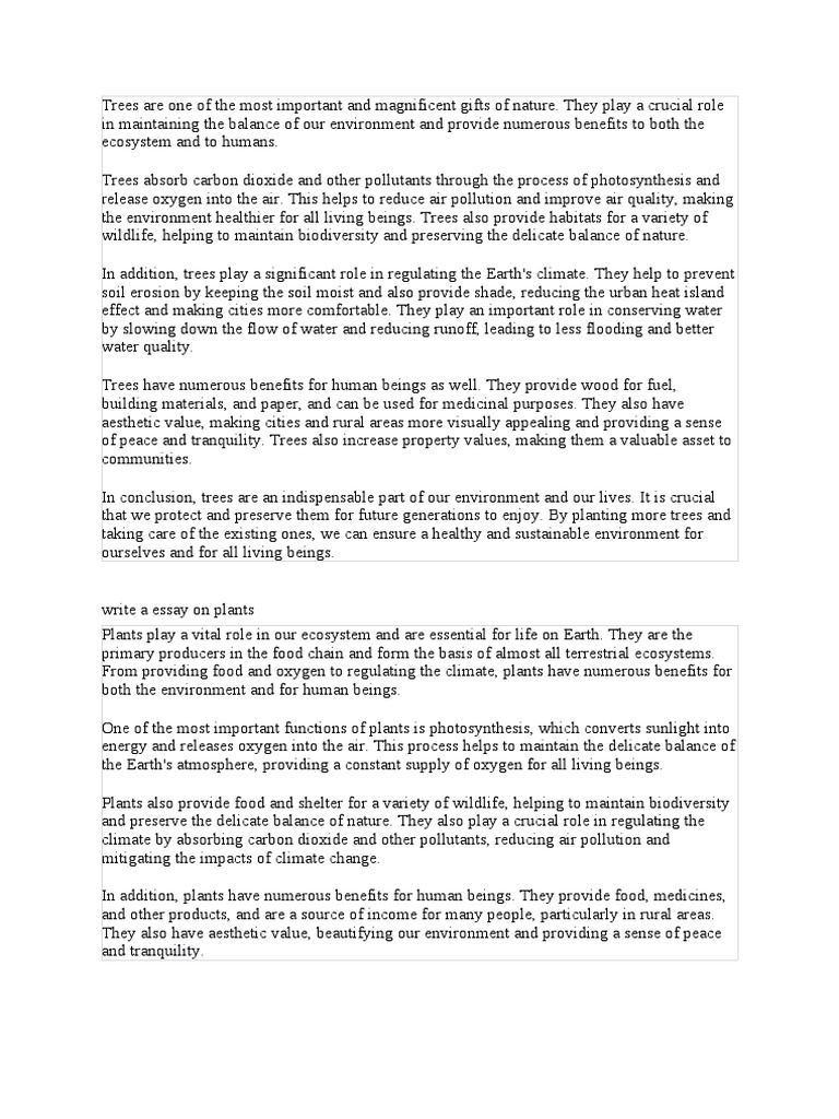 Essay On Trees | PDF | Natural Environment | Ecosystem