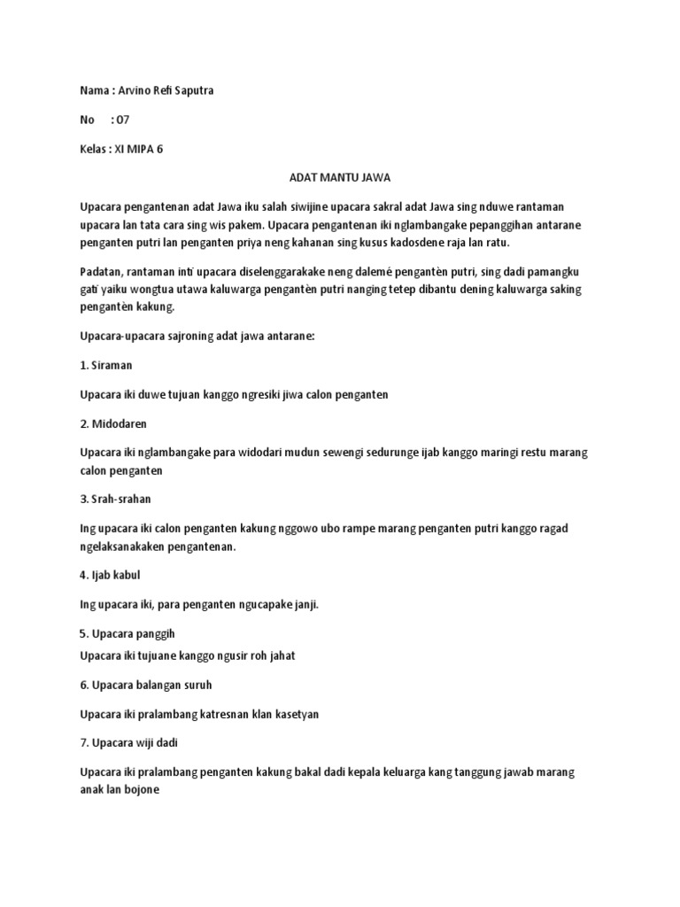 Teks Eksposisi B Jawa Adat Mantu | PDF