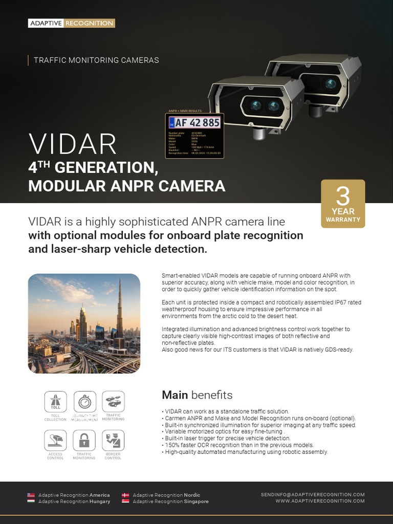 Cámara ANPR Adaptive Recognition Vidar Smart HDX | PDF | Camera Lens | Zoom Lens
