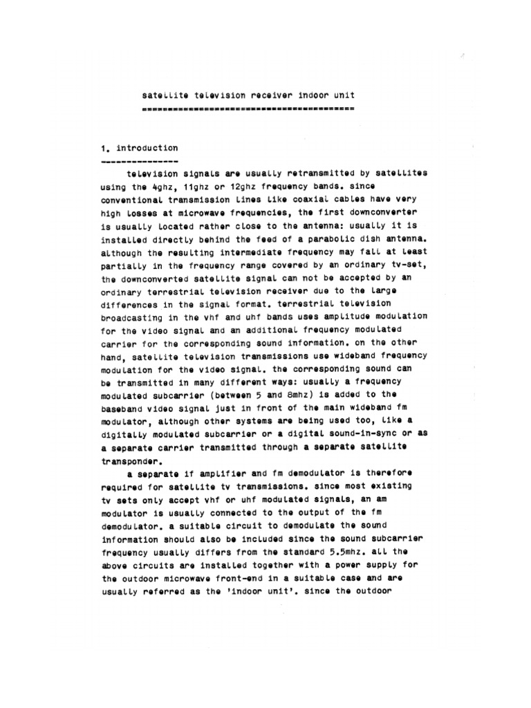 Satellite TV RX Indoor Unit | PDF