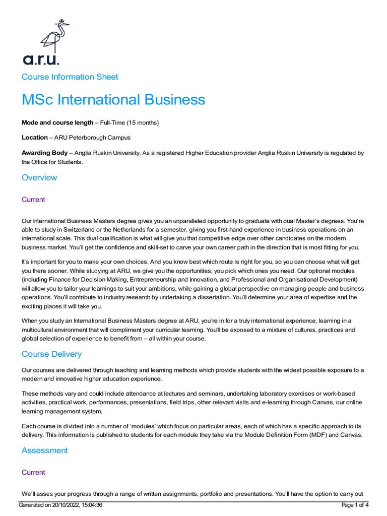 Course Information Sheet CIS P1128FARP01 001 | PDF | Supply Chain ...