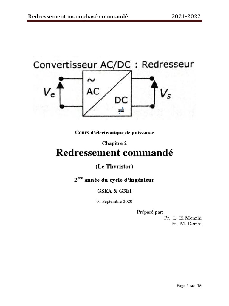 EDP Ch03 Redresseur Commande V2 | PDF | Redresseur | Onduleur