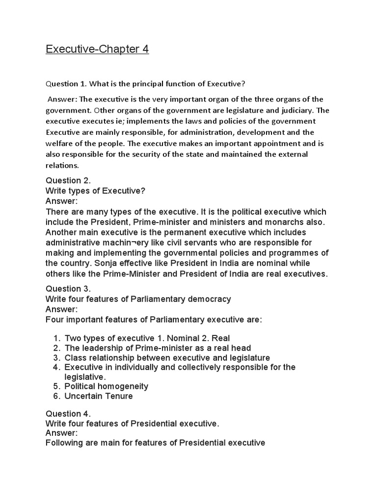 Executive - Notes | PDF | World Politics | Parliamentary System