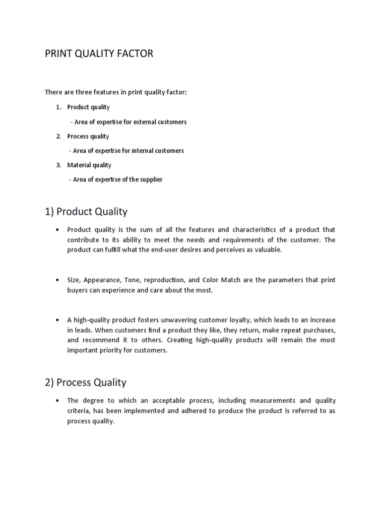 (Slide Presentation) Print Quality Factors | PDF