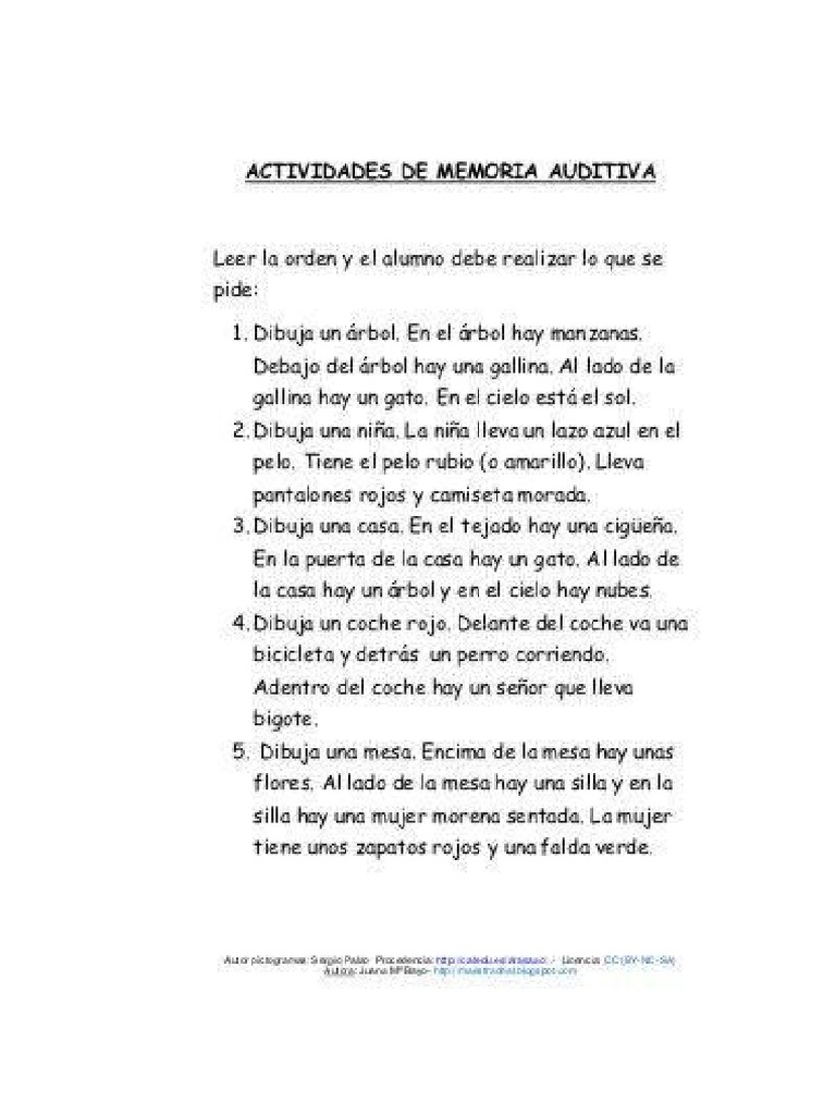 Actividad de Memoria Auditiva | PDF