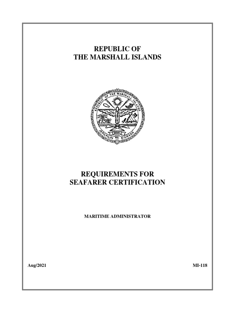 Requirements for Seafarer Certification in the Republic of the Marshall Islands | PDF | Shipping ...