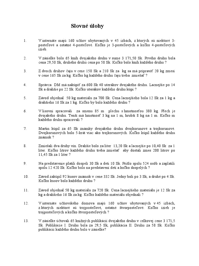Slovne Ulohy | PDF