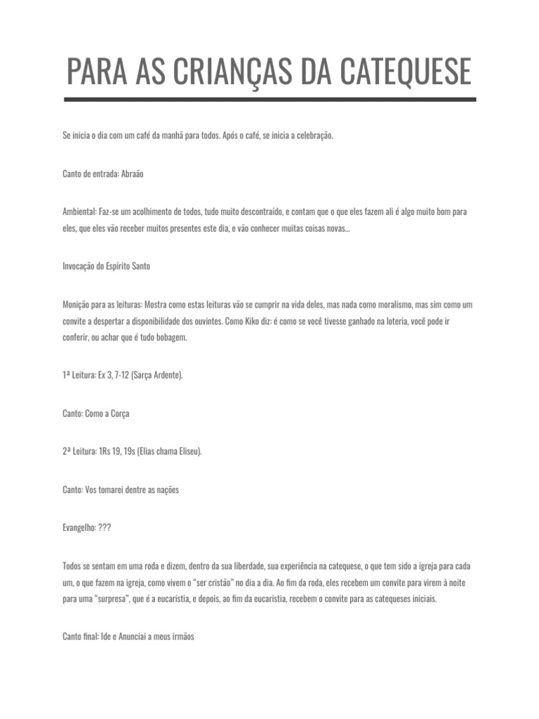 Para As Criancas Da Catequese | PDF