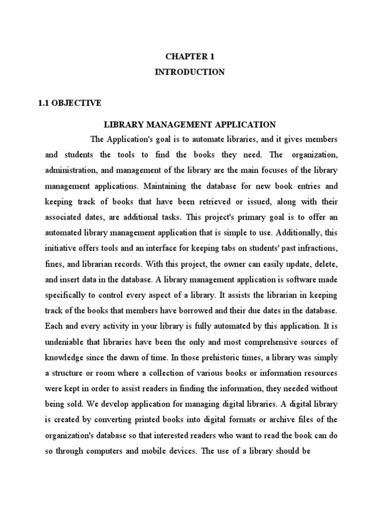 1.1 Objective Library Management Application | PDF | Libraries | Databases