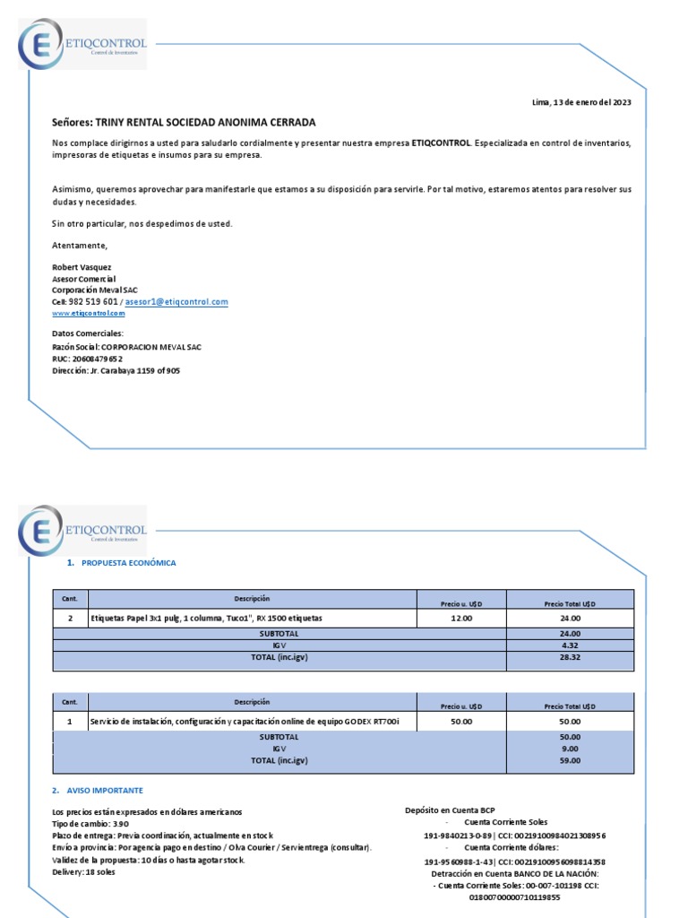 Cot-28 - Triny Rental Sociedad Anonima Cerrada | PDF