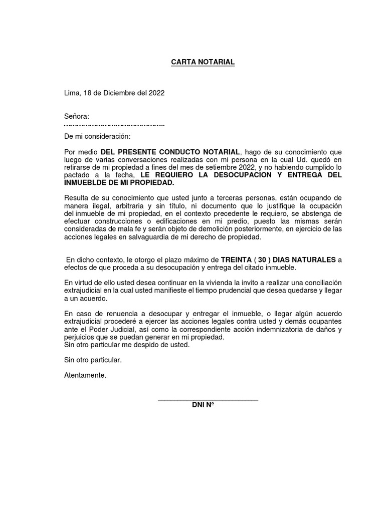 Modelo de Carta Notarial | PDF