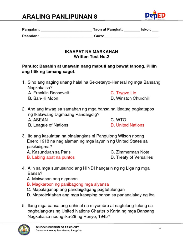 Ap8 Q4 WW2 - PCSHS | PDF