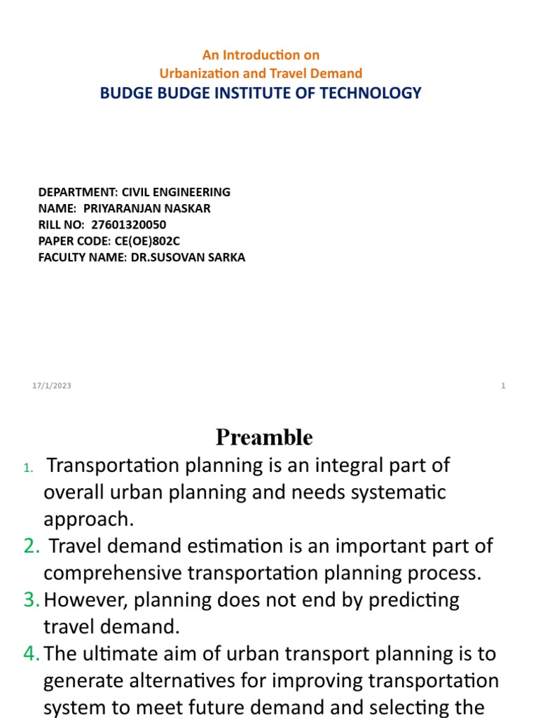 Urban Transportation Planning.. | PDF | Transport | Sustainability