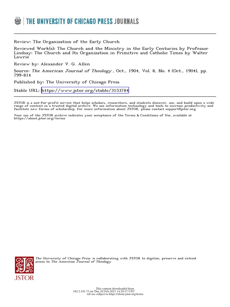 Early Church Leadership Structure | PDF | Elder (Christianity) | Bishop