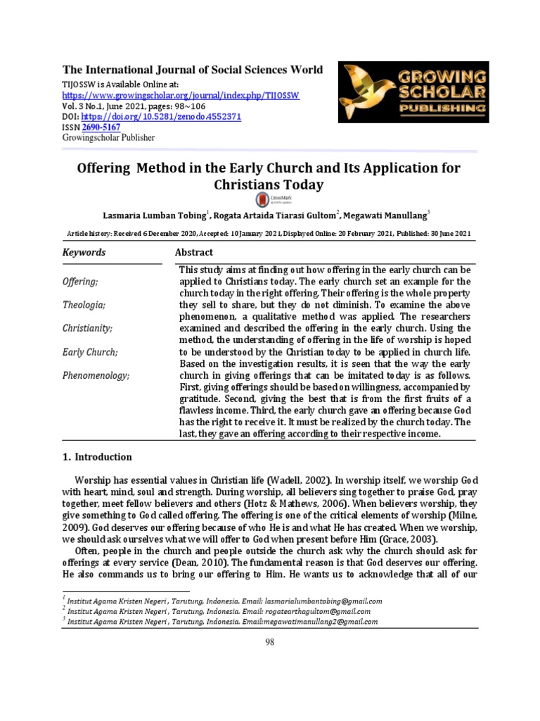 Offering Method in The Early Church | PDF | Acts Of The Apostles ...