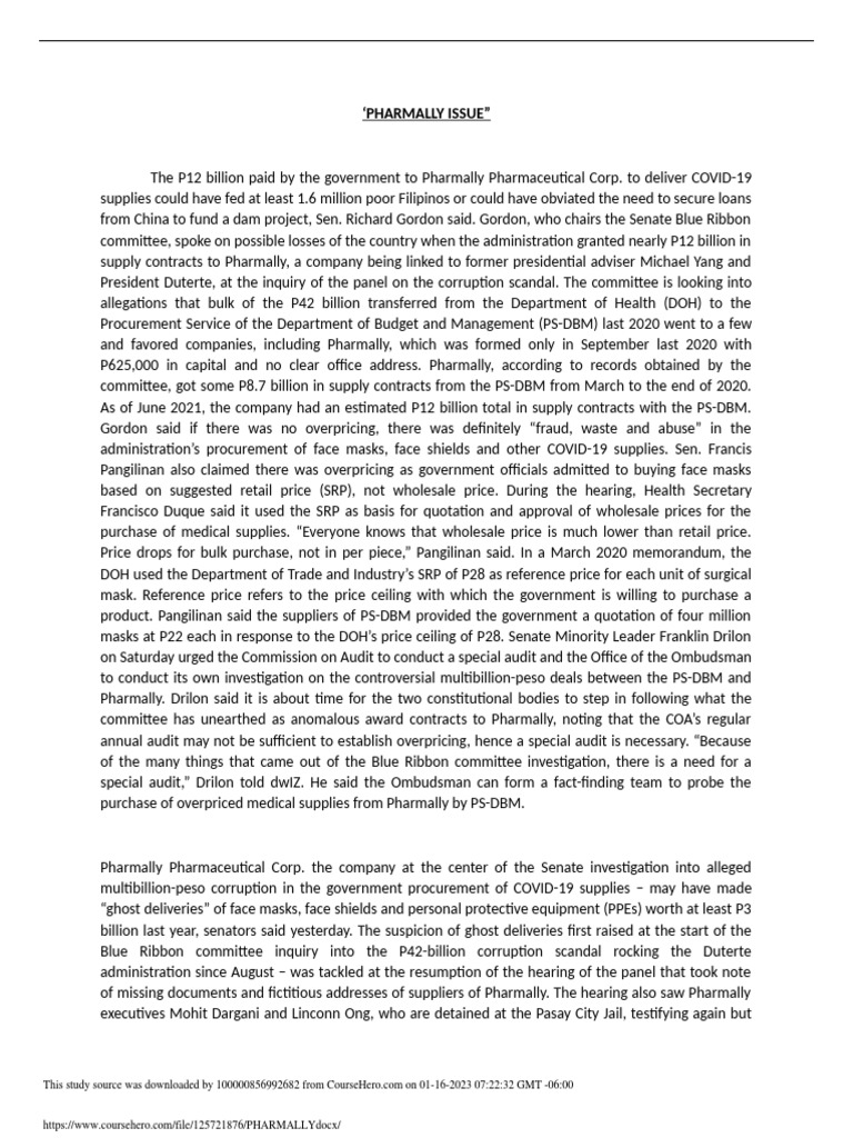 Pharmally Issue | PDF | Government