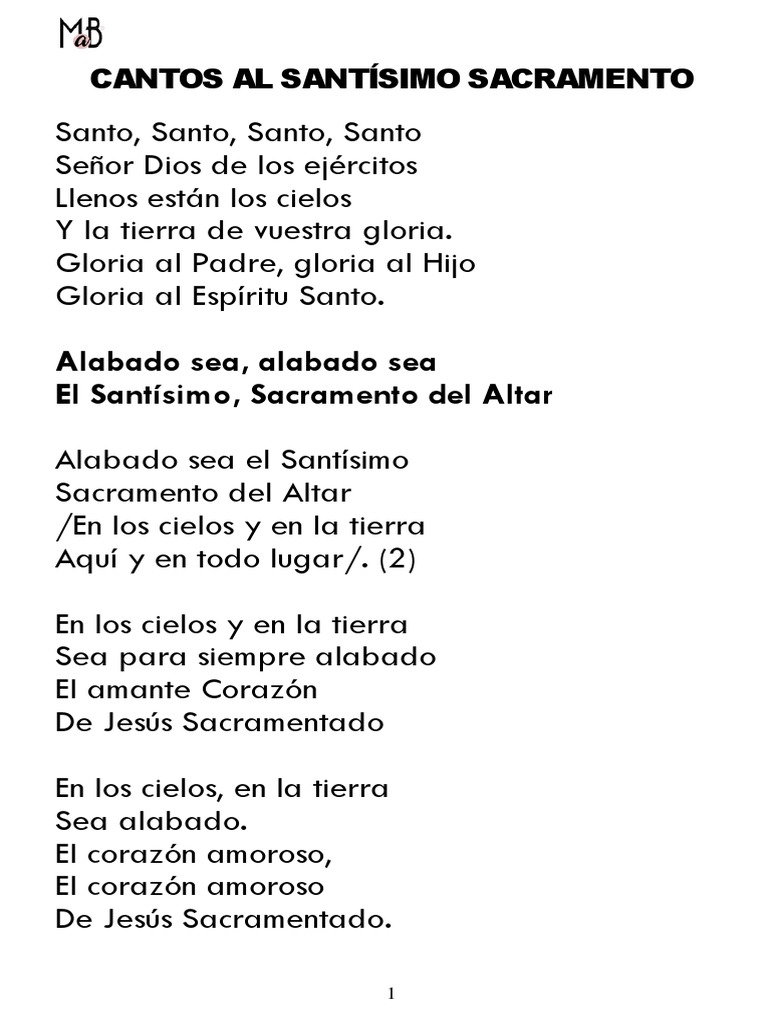Cantos de Adoración al Santísimo | PDF | eucaristía | Amor