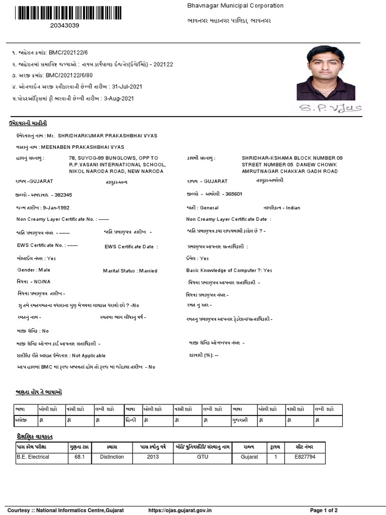 BMC Deputy Executive Eng Form | PDF