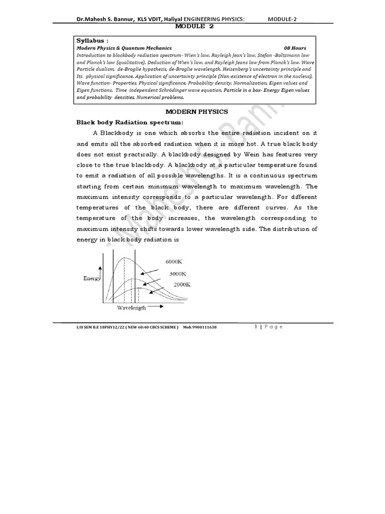 Module 2 Modern Physics & Quantum Mechanics | PDF | Uncertainty Principle | Waves