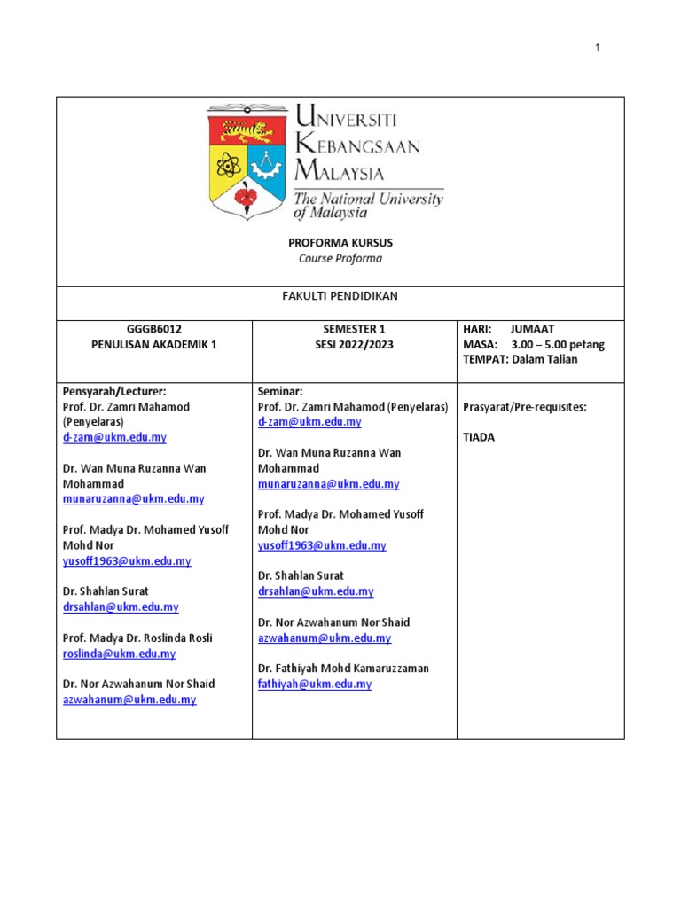 Zamri Proforma Gggb6012 Penulisan Akademik 1 Sem 1 Sesi 2022 2023 Pdf