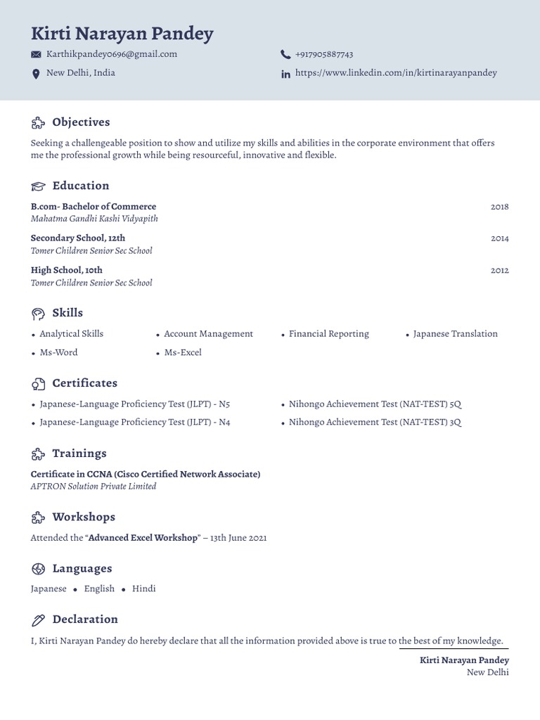 Kirti Narayan Pandey Resume | PDF