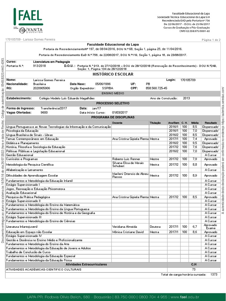 fael | PDF | Pedagogia
