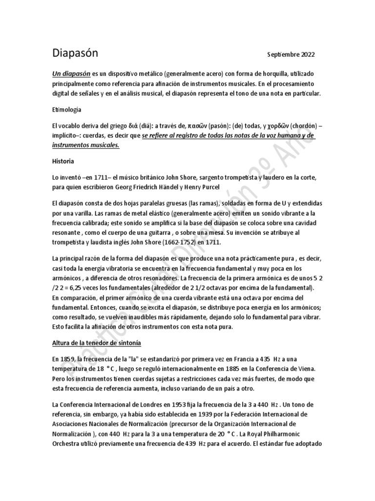 Diapasón | PDF | Sonido | Acústica