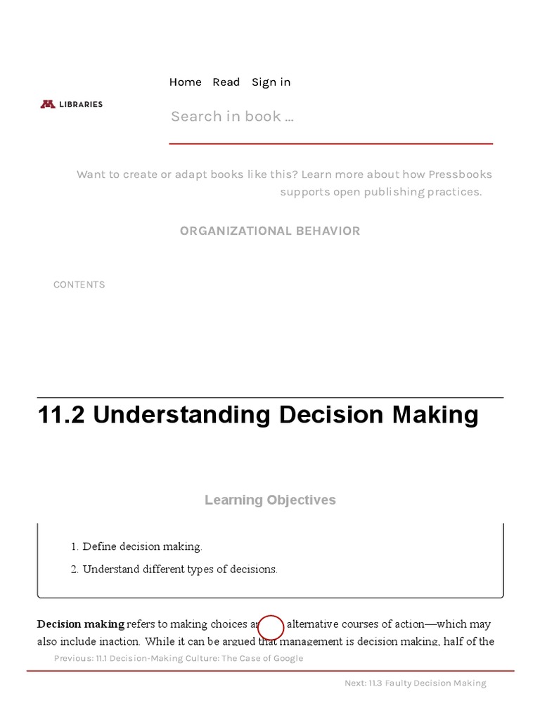 11.2 Understanding Decision Making - Organizational Behavior | PDF ...