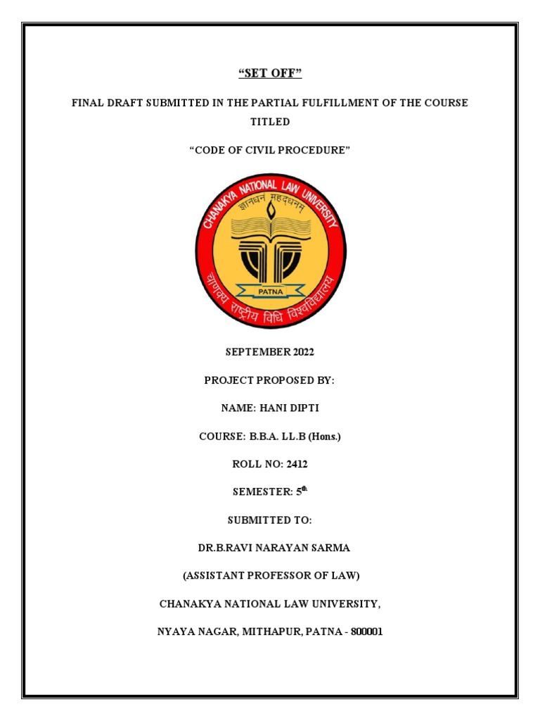 Set Off - CPC | PDF | Lawsuit | Equity (Law)