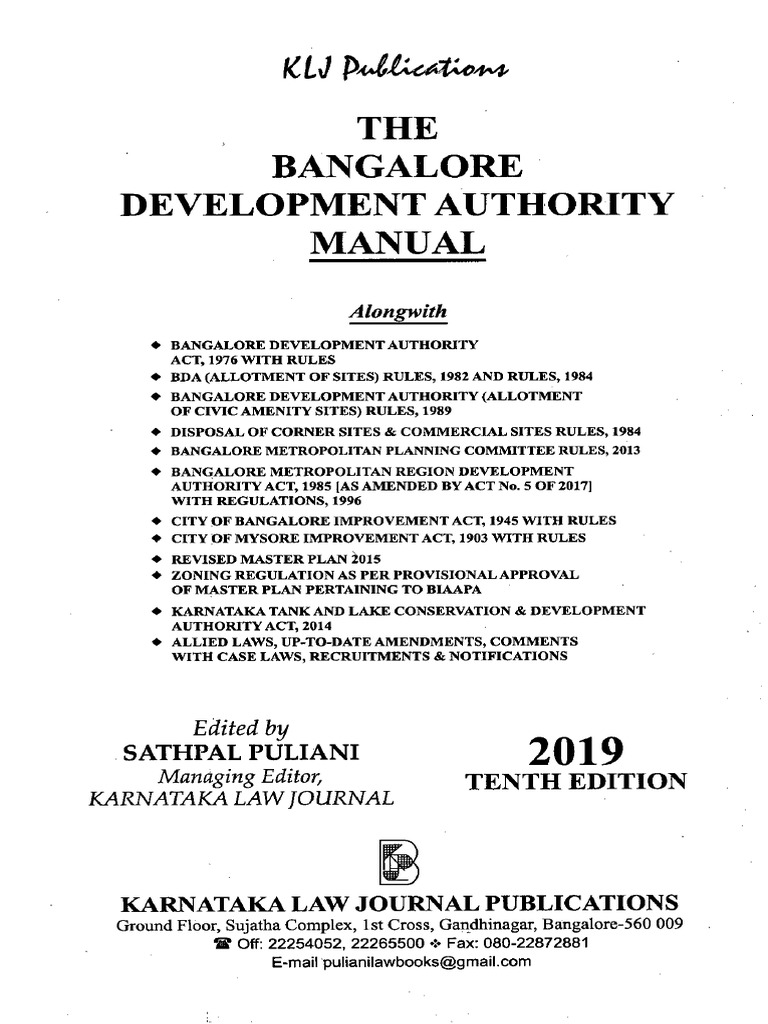 The Bangalore Development Authority Manual | PDF
