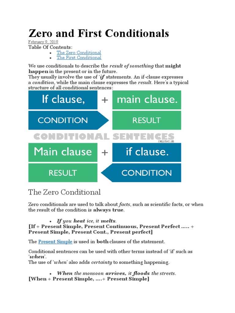 Zero and First Conditionals | PDF