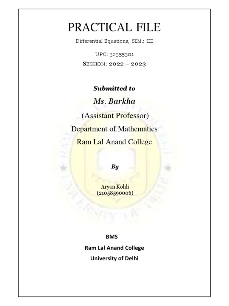 Aryan Kohli Bms | PDF | Differential Equations | Equations Aryan Kohli Bms | PDF | Differential Equations | Equations