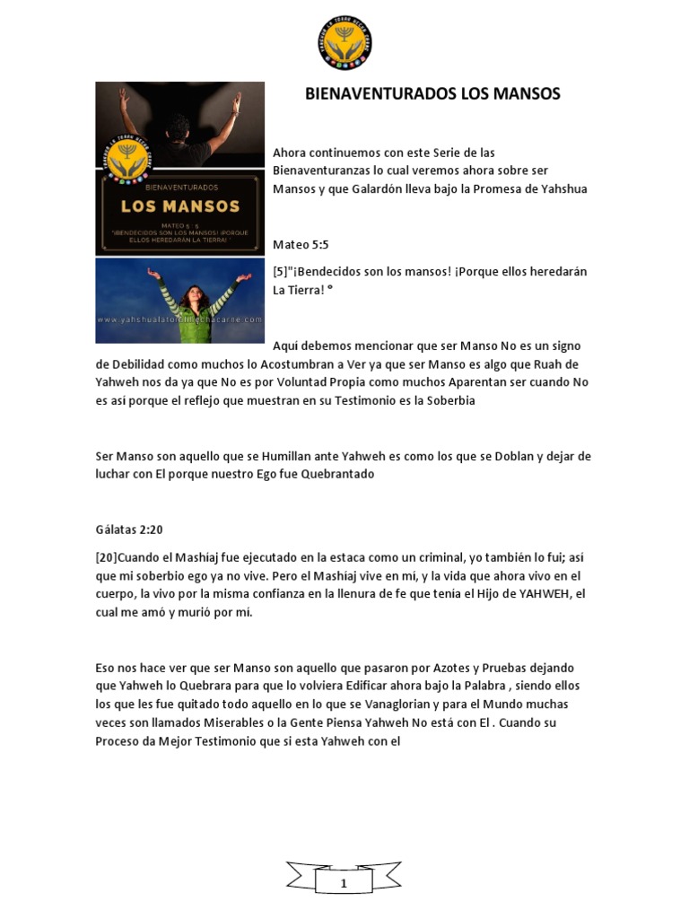Bienaventurados Los Mansos | PDF | Bienaventuranzas | Contenido bíblico