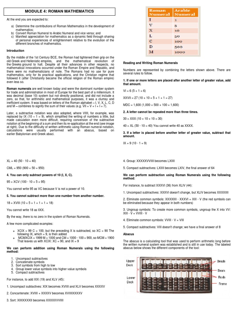 Roman Mathematics | PDF | Mathematics | Arithmetic