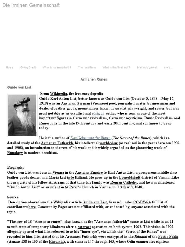 Armanen Runes - Die Irminen Gemeinschaft | PDF
