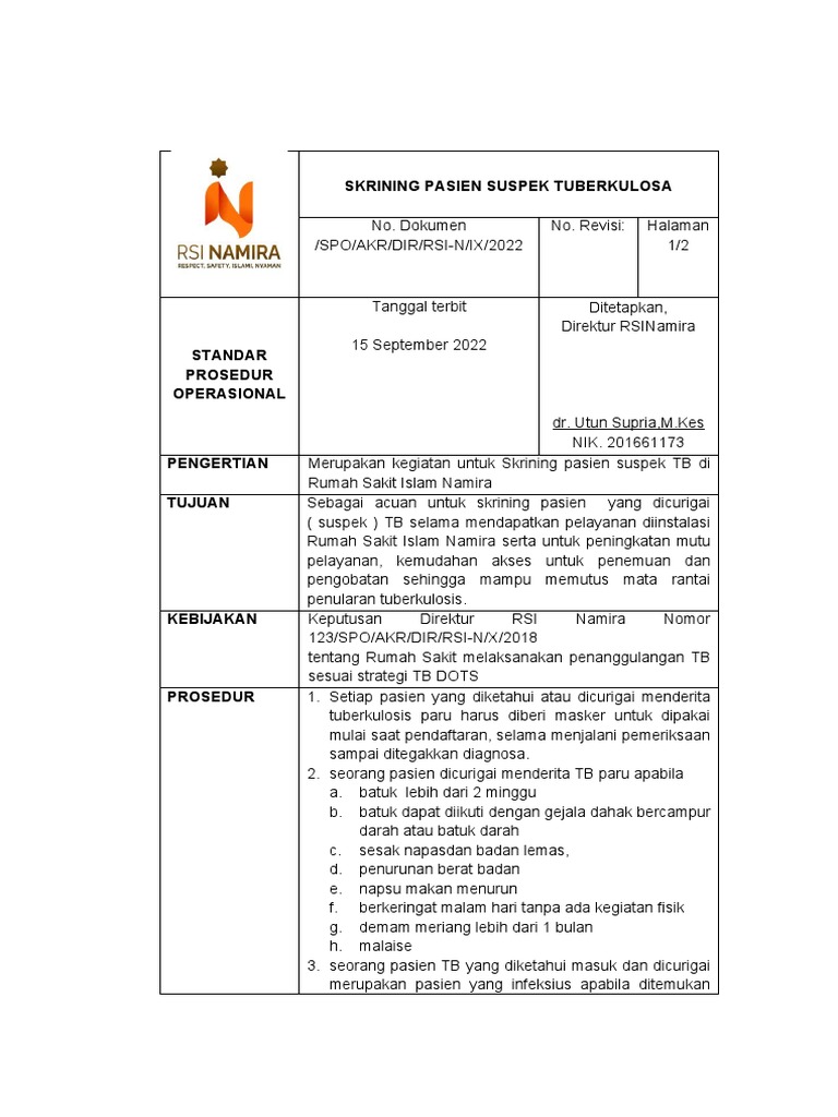 Skrining Pasien Suspek Tuberkulosis | PDF