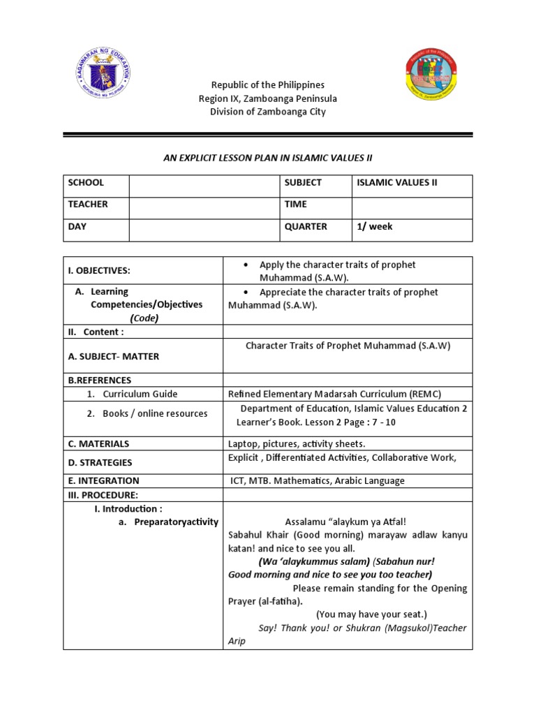 Islamic Values, CHARACTER TRAITS OF PROPHET MUHAMMAD SAW Week 2, Day 2 ...