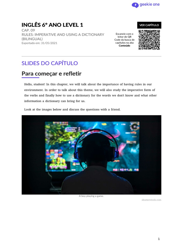 Geekie One - EF - Mistas - Inglês 6º Ano Level 1 - Cap. 09 - Rules - Imperative and Using A ...