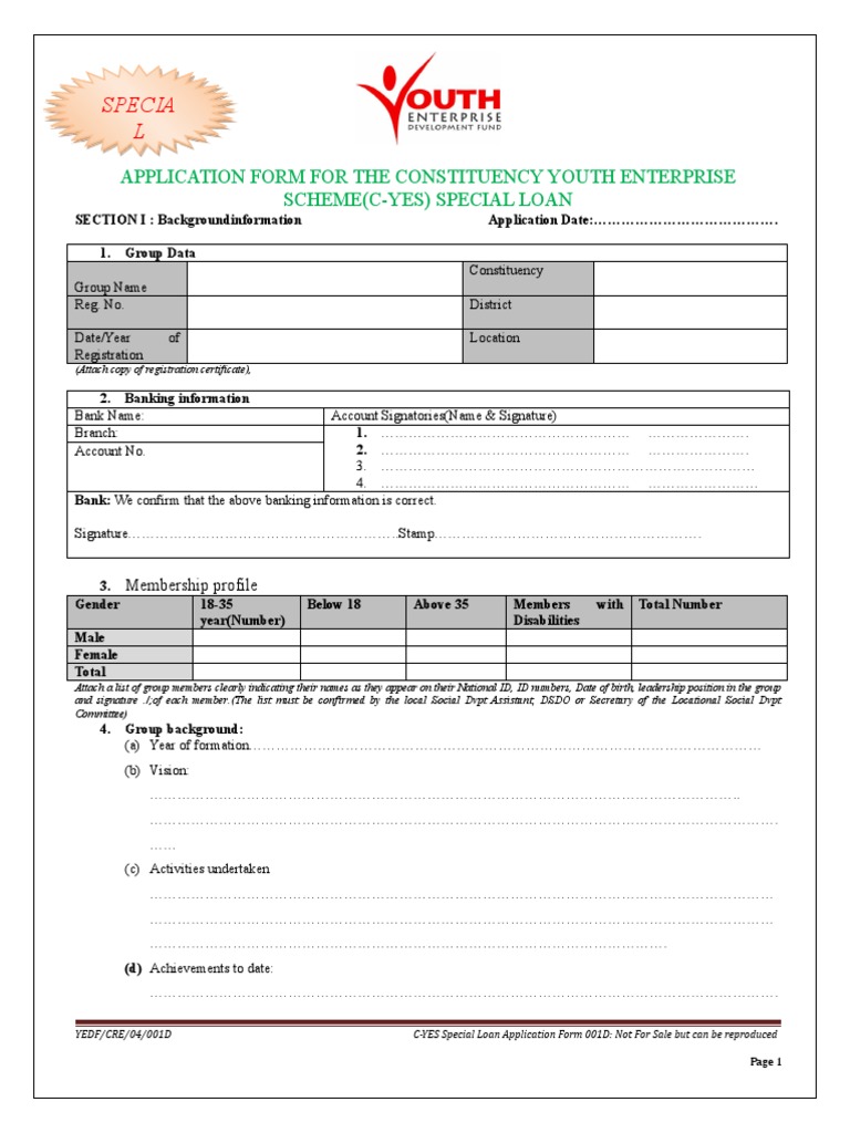 Application Form C YES Form 1D | PDF | Loans | Economies