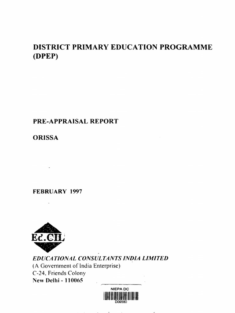 Dpep - Pre-Appraisal Report Orissa-D-9580 | PDF | Curriculum | Teachers