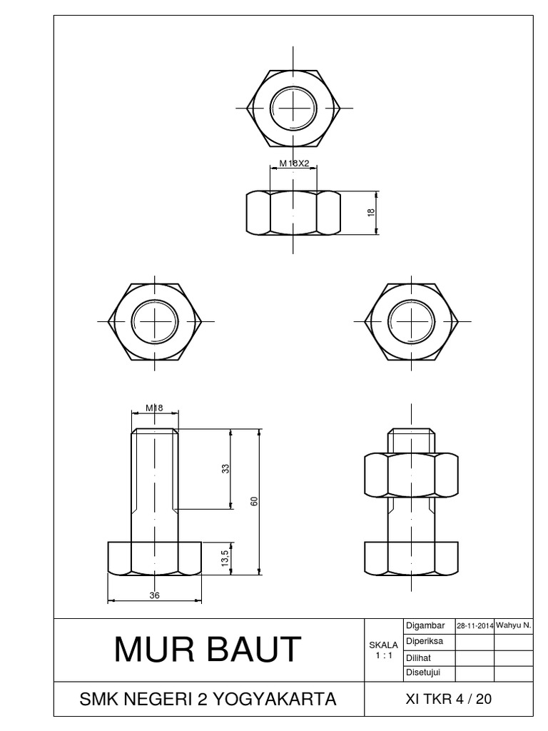 Gambar Teknik Mur Baut M18 | PDF