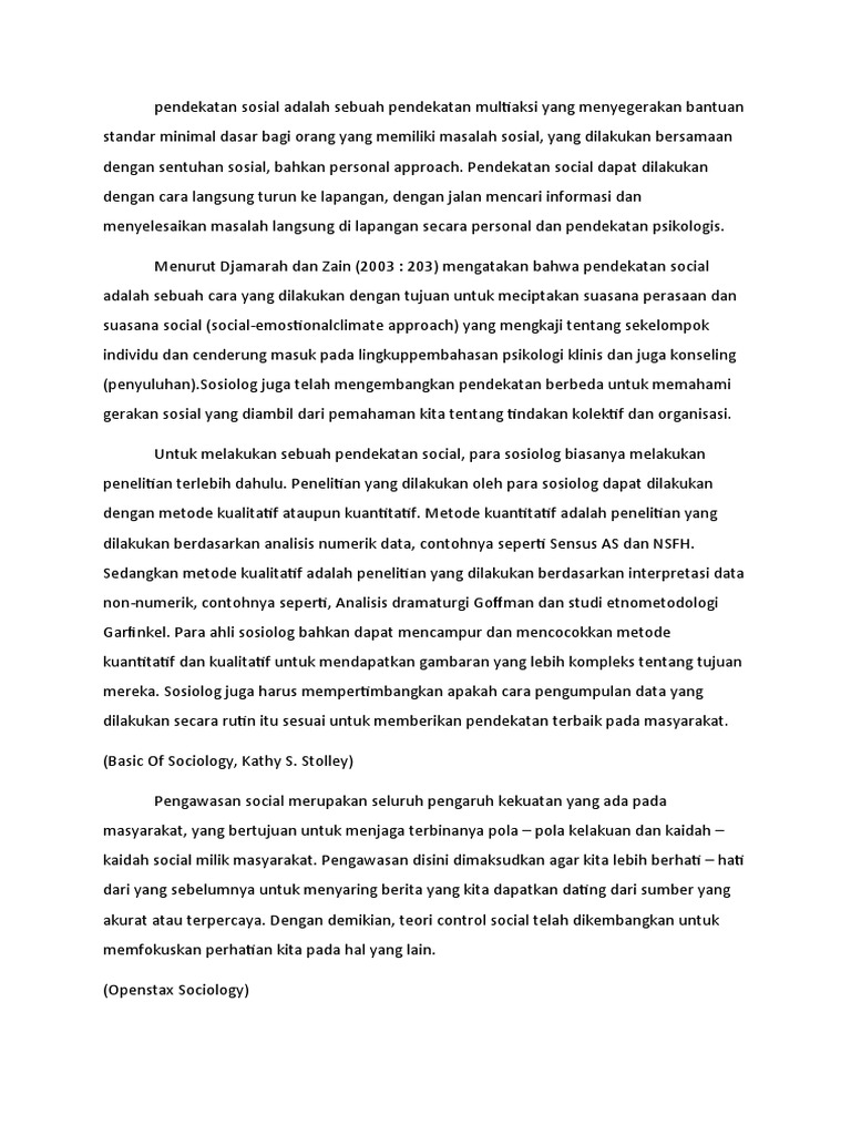 Pendekatan Dan Pengawasan Sosial | PDF | Karier & Perkembangan ...