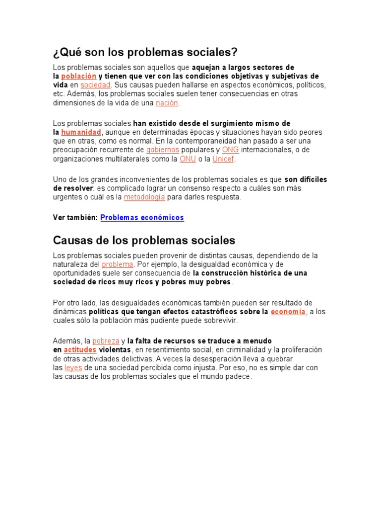 Qué Son Los Problemas Sociales | PDF