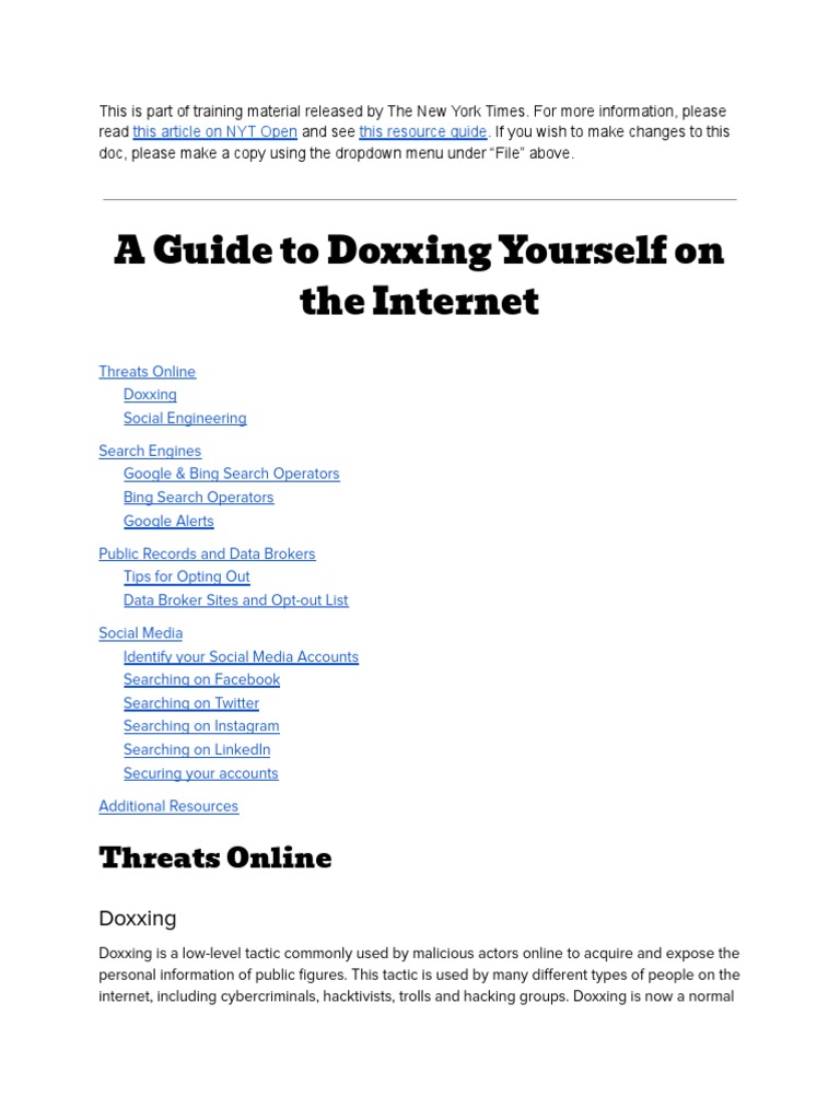 A Guide To Doxxing Yourself On The Internet | PDF | Popular Culture ...