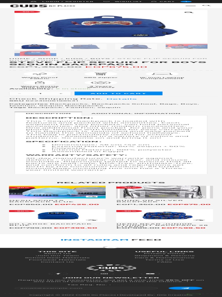 Steve Flip Sequin For Boys Sequin Backpack CUBS Go Places | PDF | Backpack | Consumer Goods