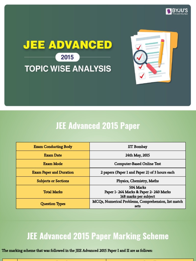 JEE Advanced 2015 Paper Analysis | PDF | Integral | Chemistry