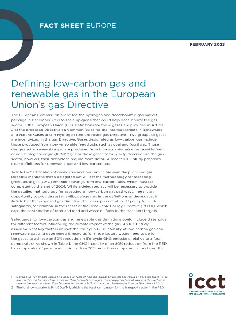 Defining Low-Carbon Gas and Renewable Gas in The European Union's Gas ...