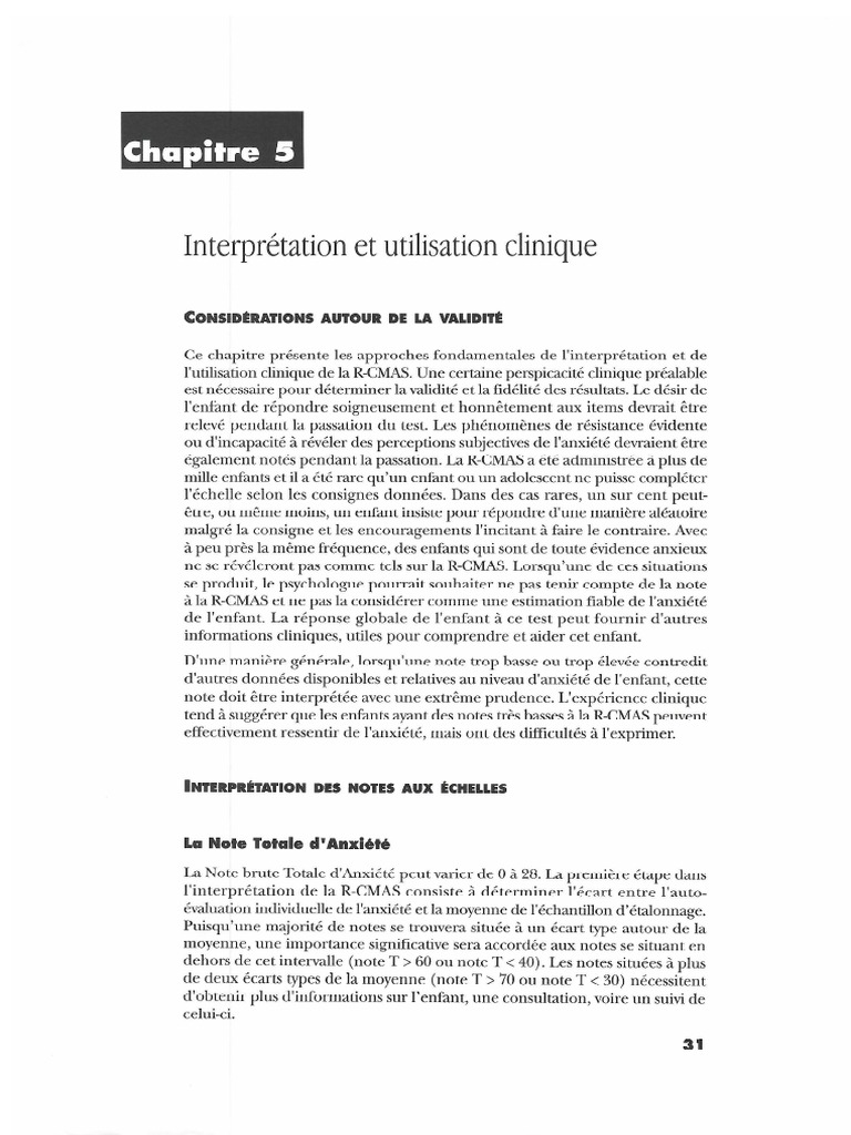 Interprétation Et Utilisation Clinique - RCMAS | PDF